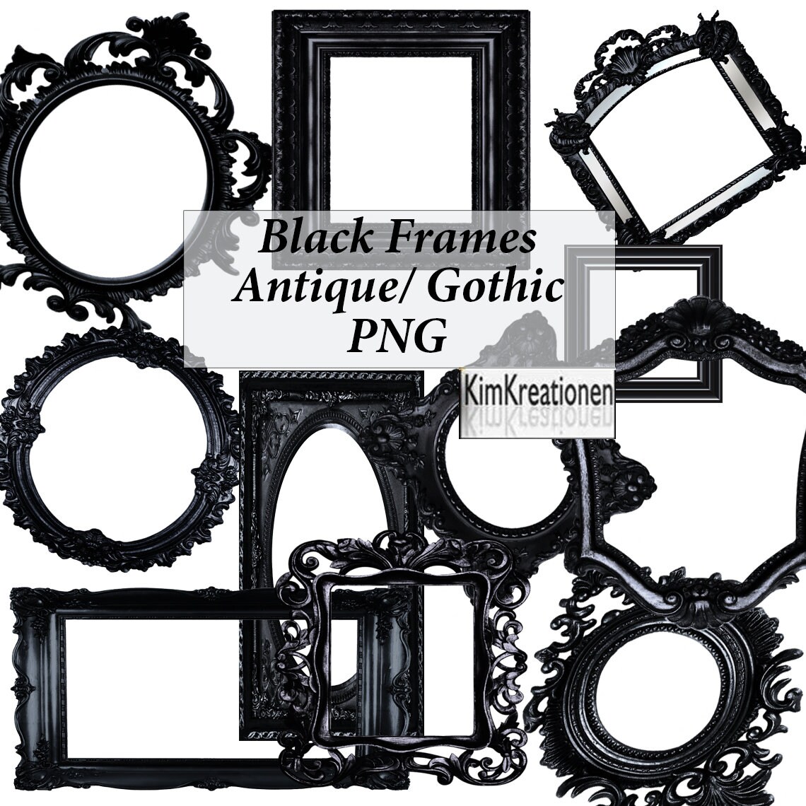 32 Black Frames Texture, Gothic Frames, Frame Texture, Pngs Digital ...