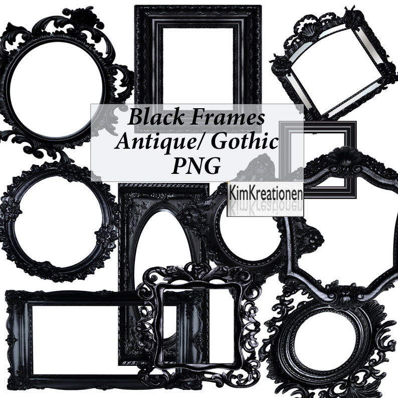 32 Black Frames Texture, Gothic Frames, Frame Texture, Pngs Digital ...