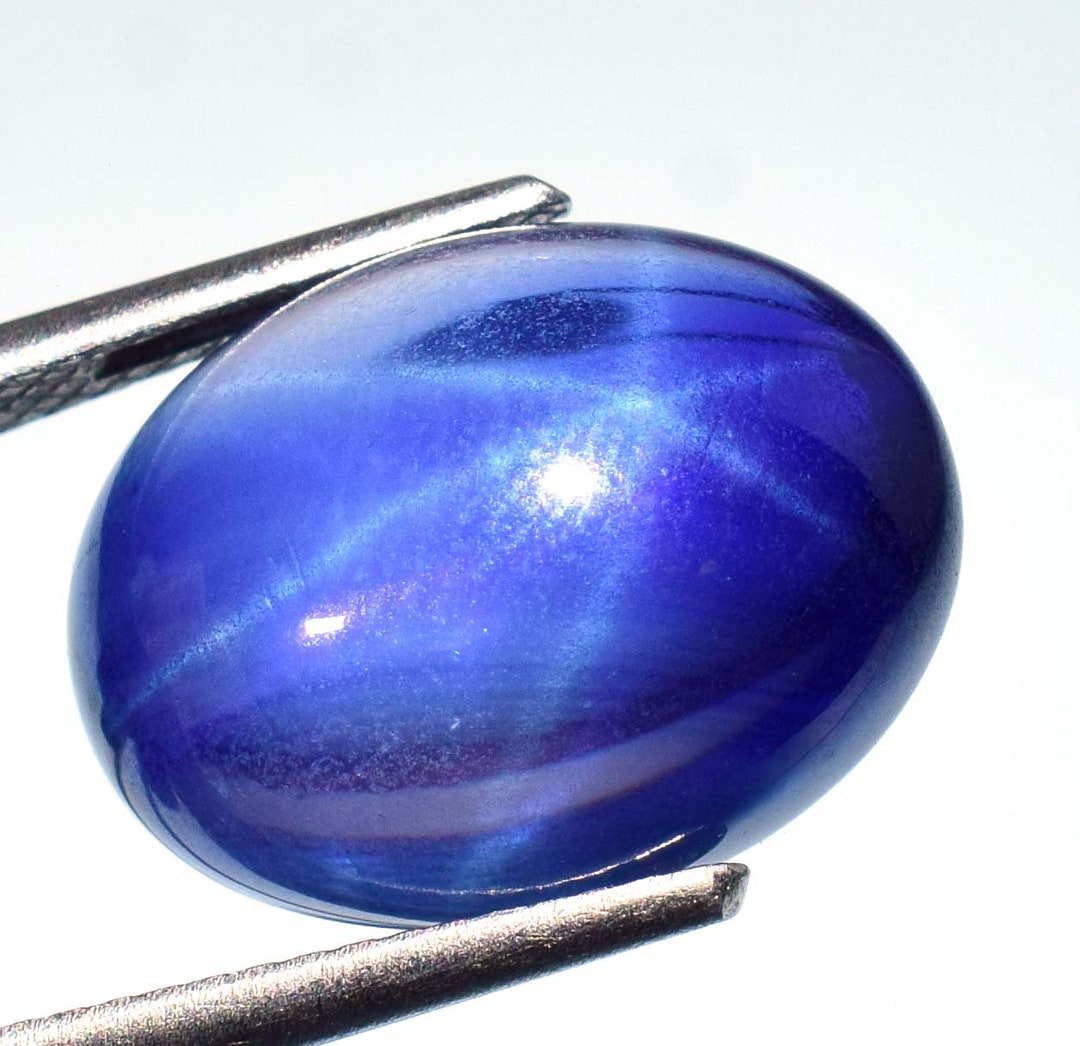 Certified 15.35 Ct Natural Blue Star Sapphire: Oval Cabochon Gemstone ...