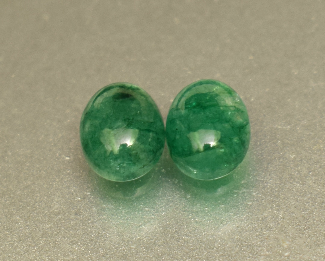 Natural Certified Emerald Oval Cabochon 4.30 Ct Matching Pair Loose Gem ...