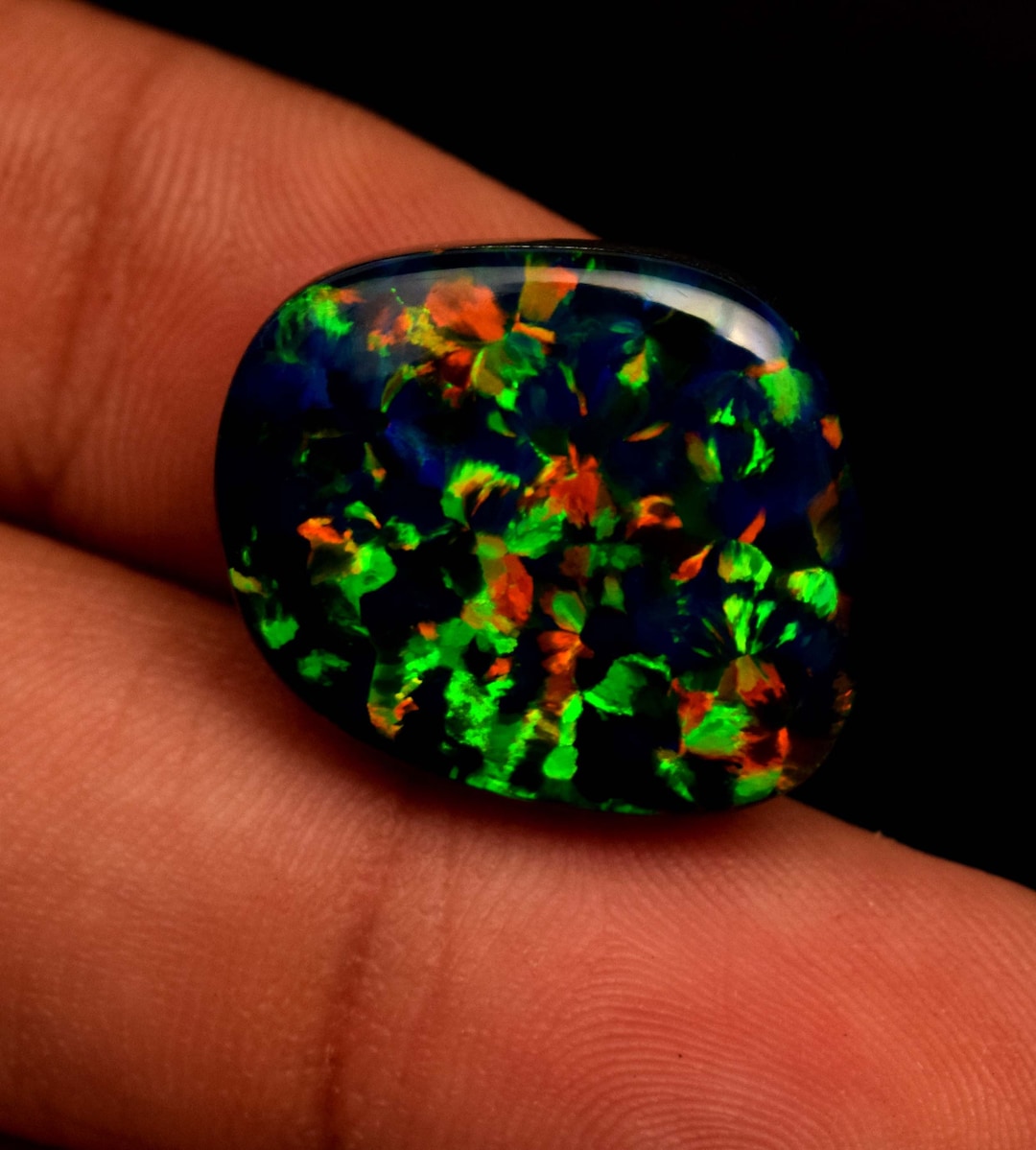 Natural Black Opal Multi Fire 19 Ct Doublet Loose Gemstone for Jewelry ...