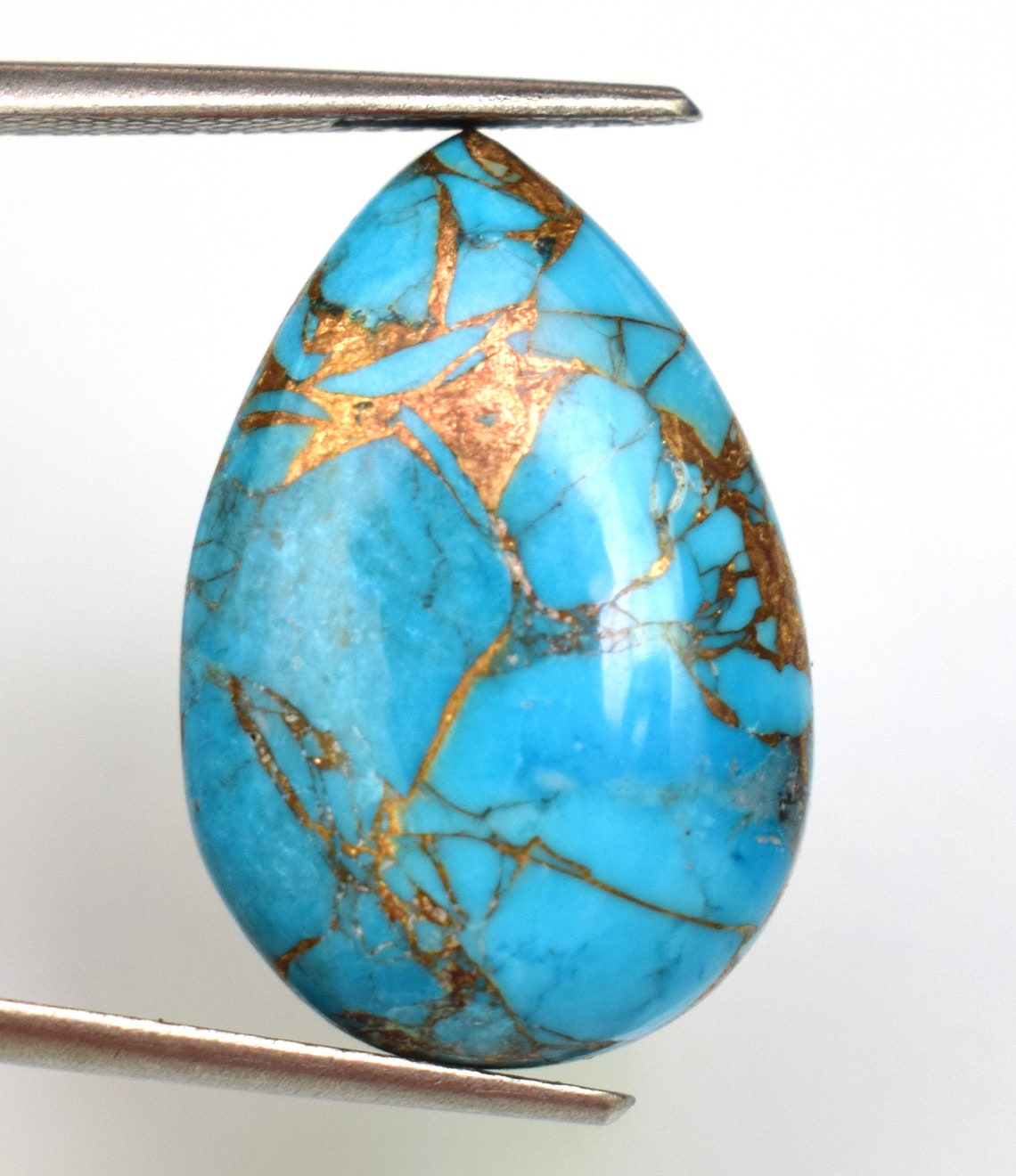 Natural Certified Arizona Blue Copper Turquoise Pear Cabochon 15.45 Ct ...