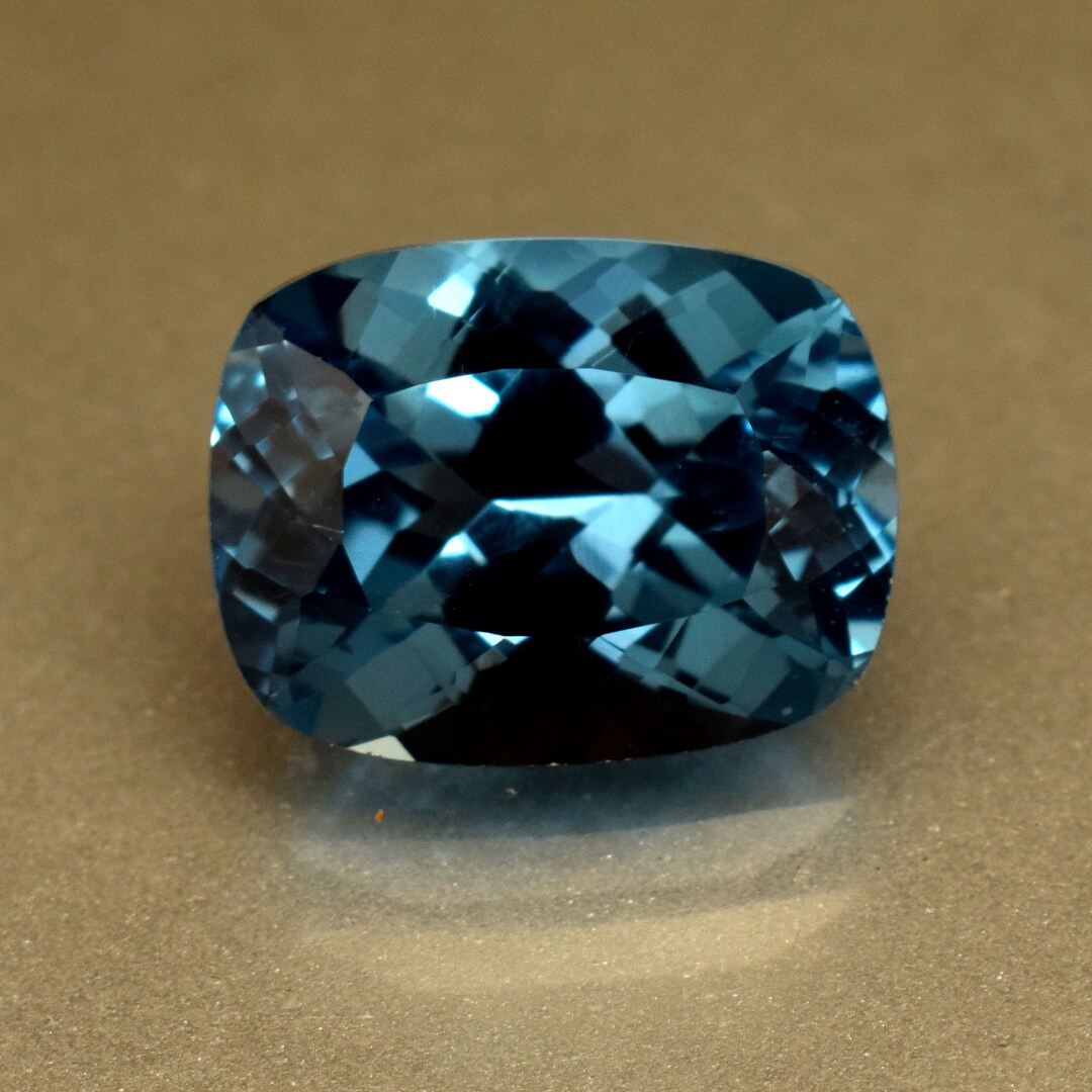Natural Flawless Certified Brazil Blue Topaz 16.45 Ct Cushion Cut Loose ...