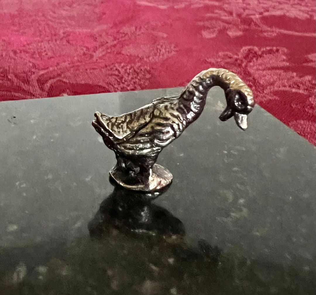 Vintage Goose Figurine Pewter Miniature - Etsy