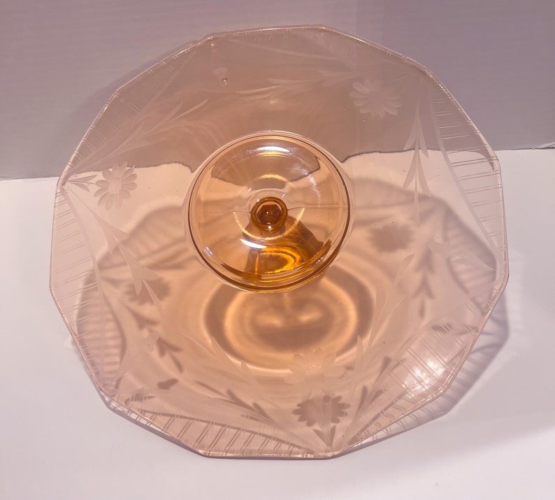 Depression Glass Sandwich Tray Pink Peach Decagon Shape - Etsy