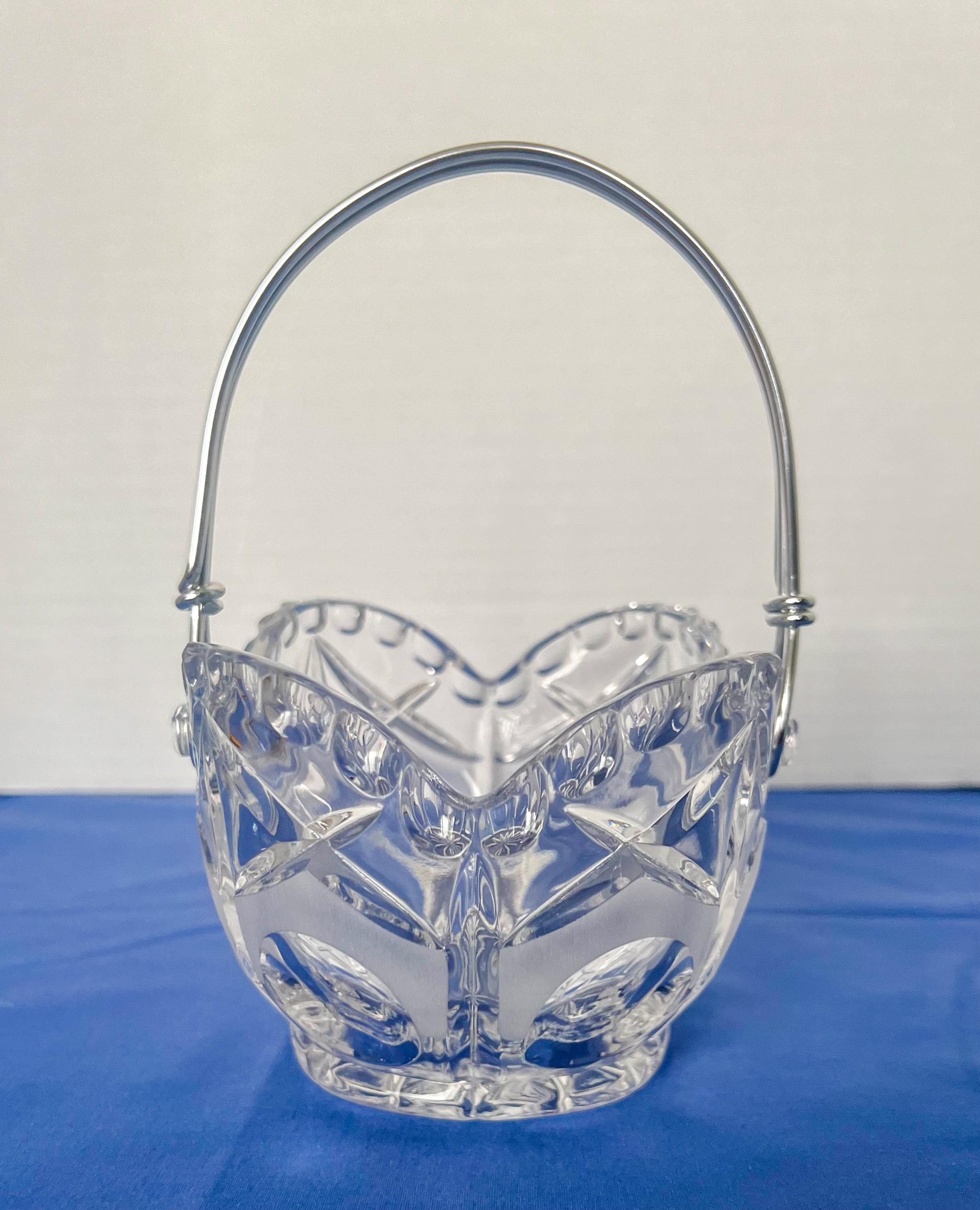 Vintage Crystal Basket With Wire Handle by Price Creations West Germany ...