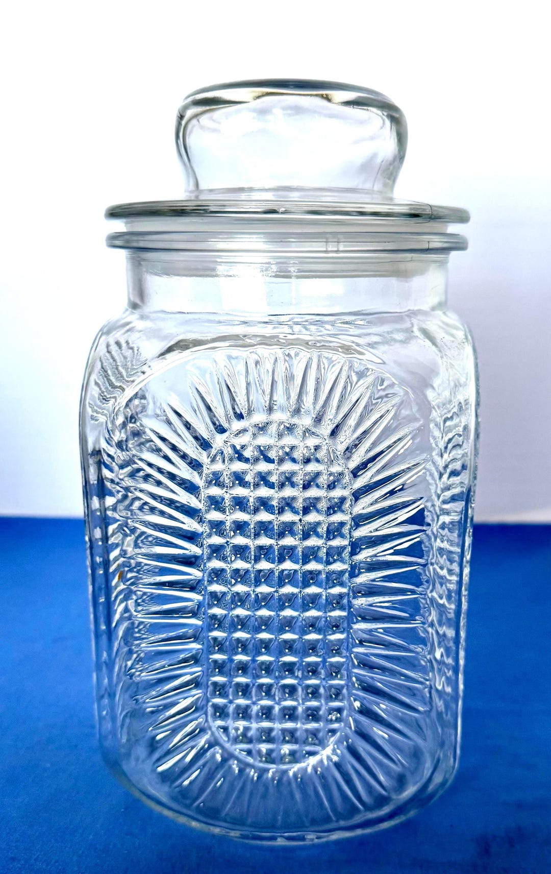 Vintage Apothecary Cannister With Facited Glass Pattern - Etsy