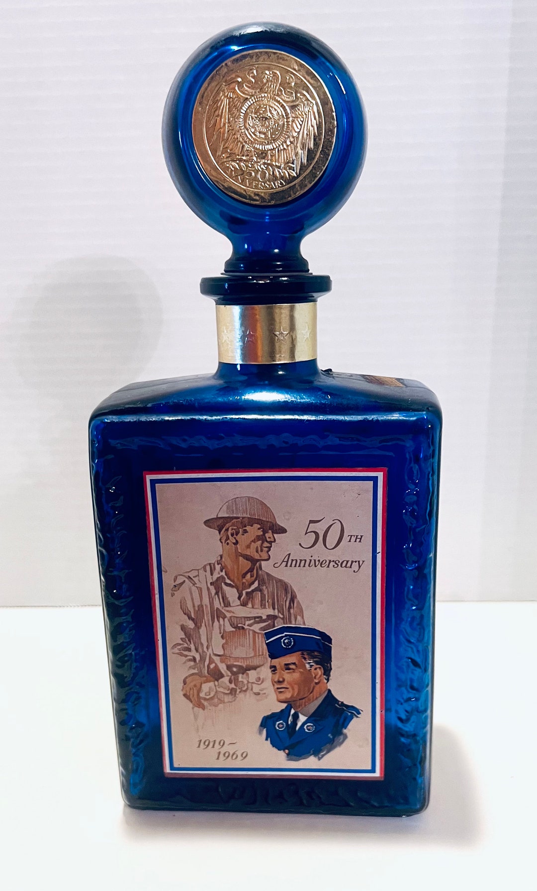 Vintage J W Dant Commemorative Decanter Cobalt Blue - Etsy
