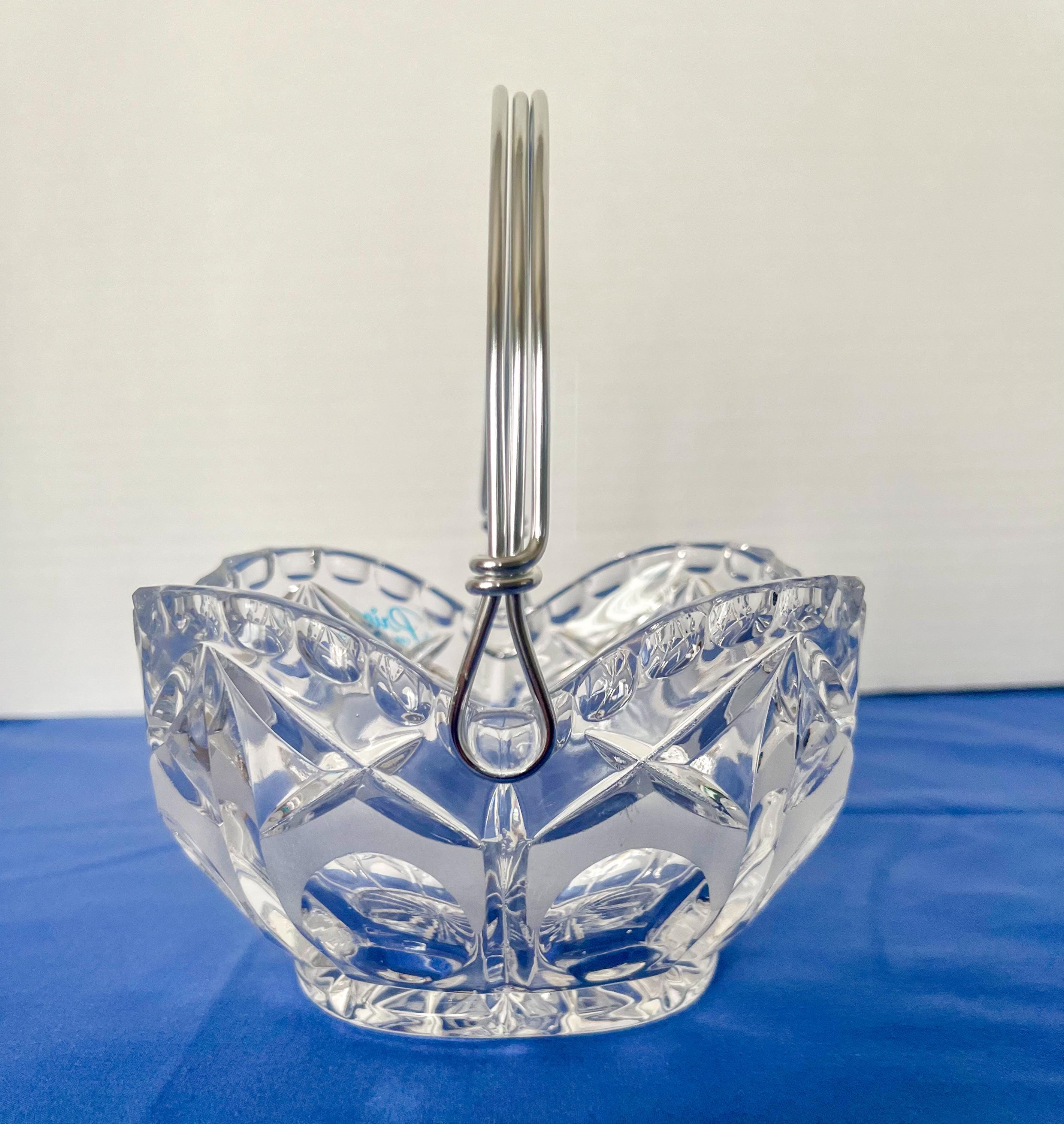 Vintage Crystal Basket With Wire Handle by Price Creations West Germany ...