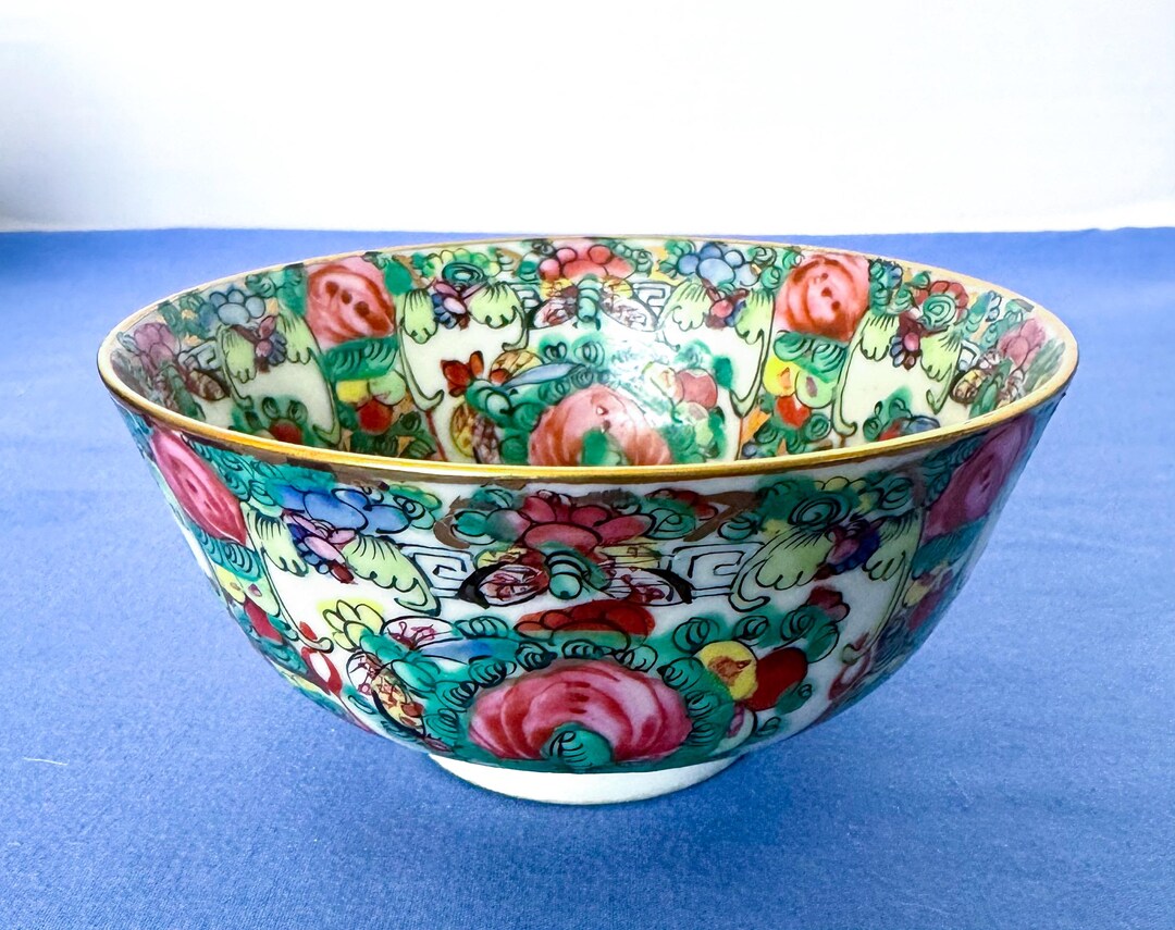Vintage Rice Bowl Chinese Famille Rose- Medallion-hand Painted Hong ...