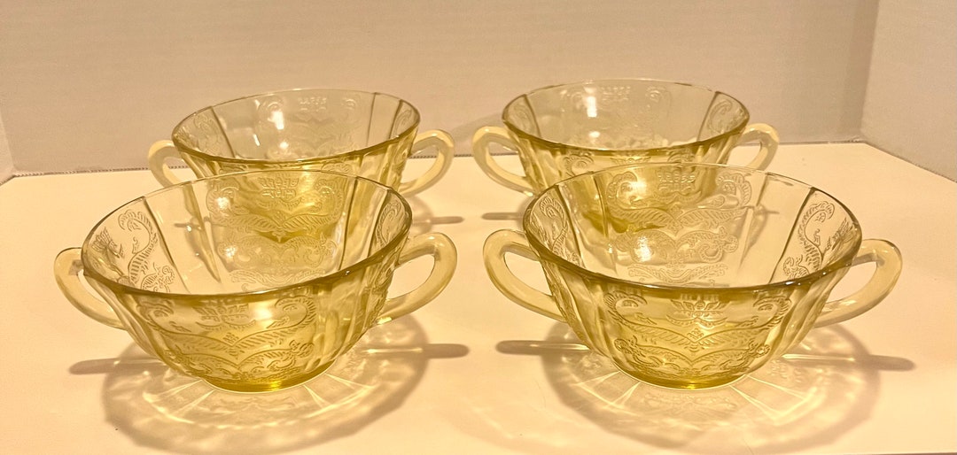 Federal Glass Madrid Pattern 2 Handle Cream Soup Bowl - Etsy