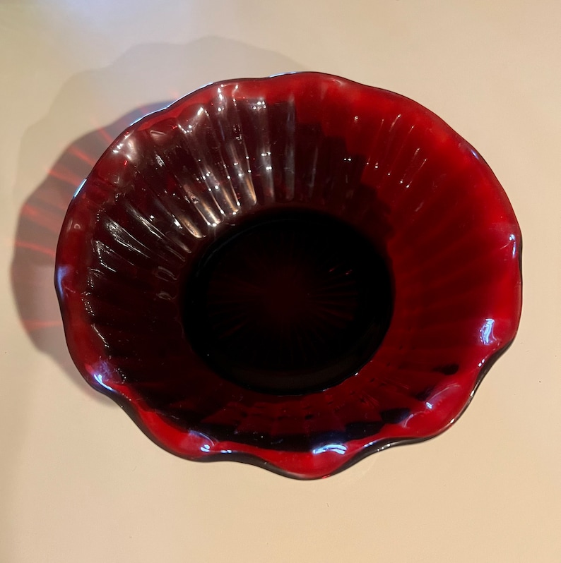Anchor Hocking Royal Ruby Red Ruffled Ribbed Berry Bowl 6.5 Inches - Etsy