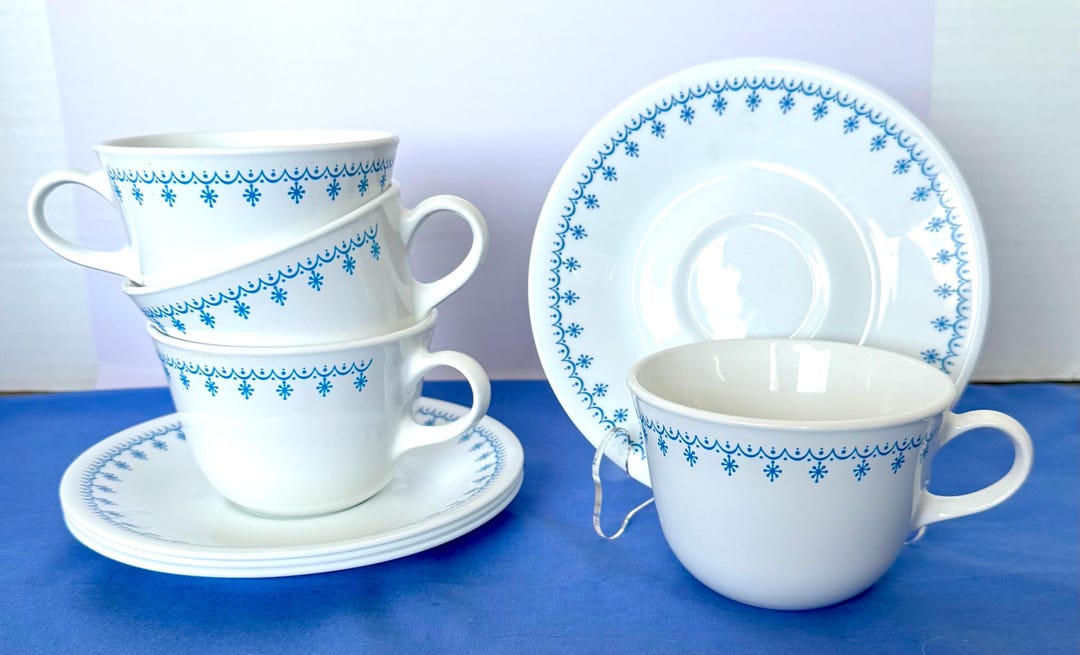 Vintage Corelle Coffee Cups and Saucers 4 Count Set - Etsy