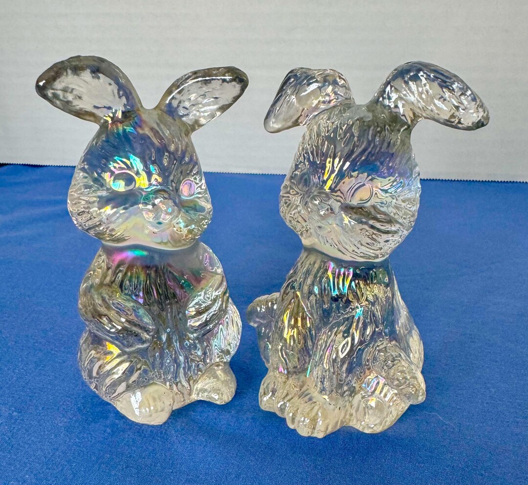Vintage Carnival Glass Rabbits - Etsy