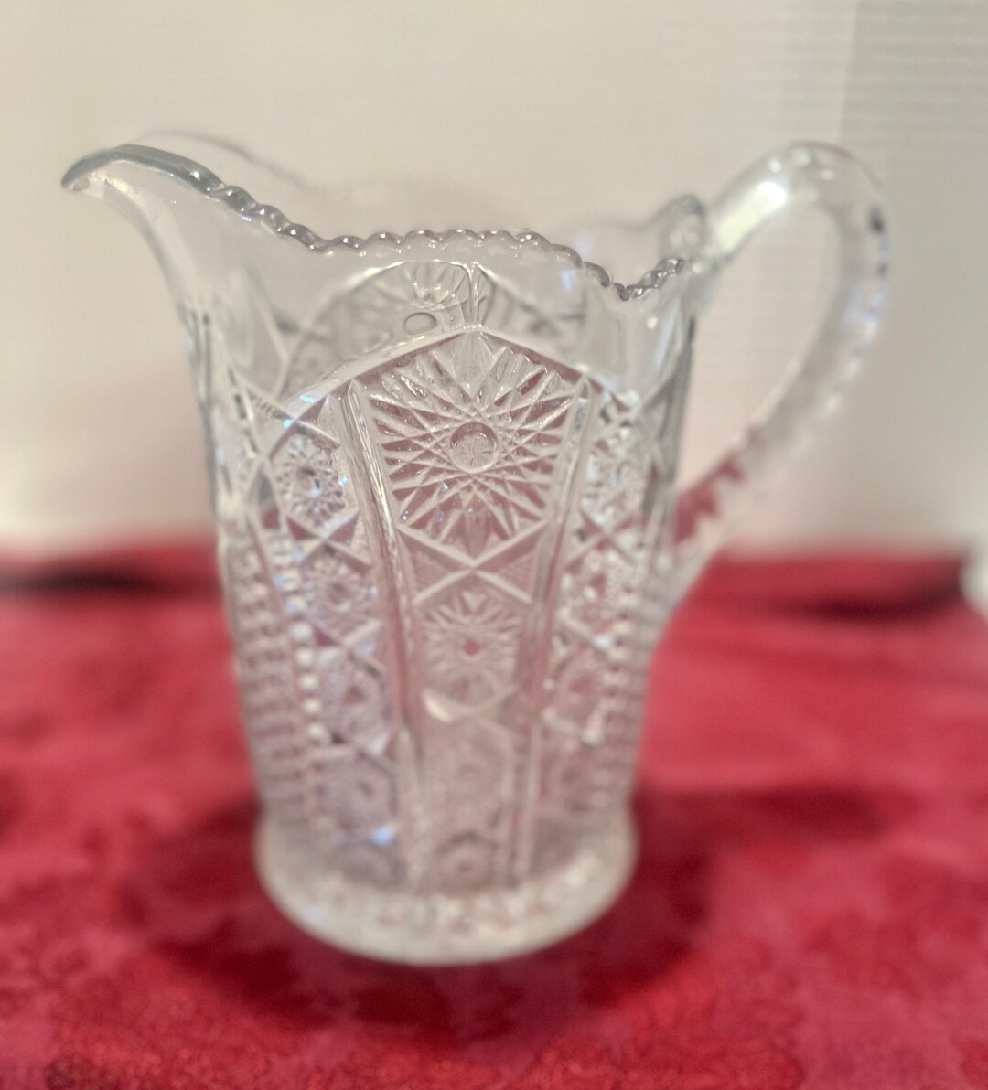 Indiana Glass EAPG Antique Pressed Glass Pitcher 123 Paneled Daisy C ...