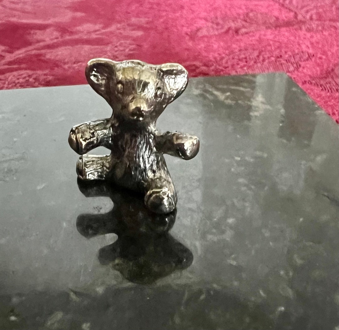 Vintage Teddy Bear Figurine Pewter Miniature - Etsy