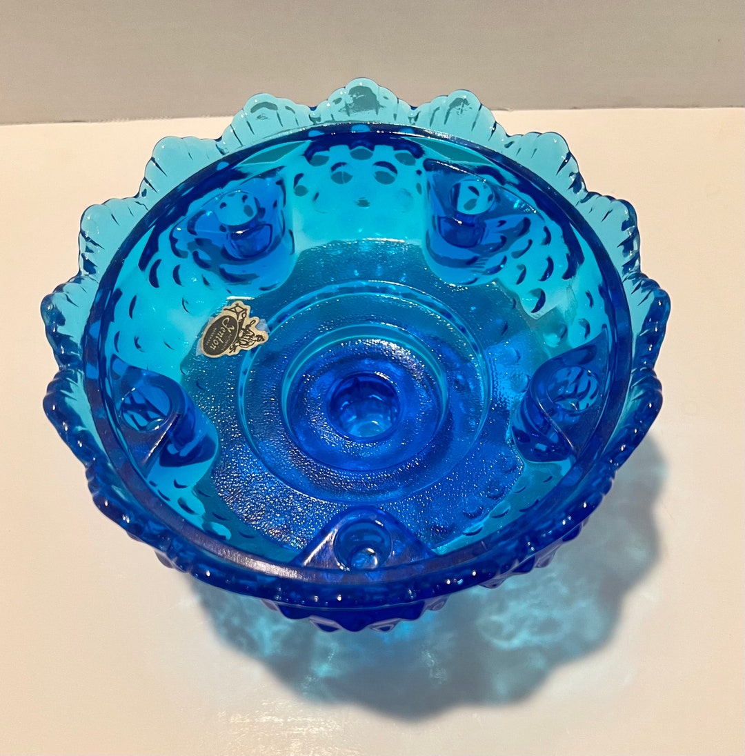 Fenton Candle Bowl Blue Glass With Original Label - Etsy