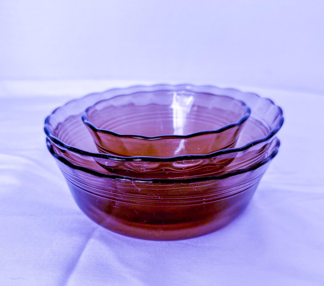 Vintage Pyrex Ramekins Custard Bowls Amethyst/amber 2-10 Oz 1-6 Oz Set ...