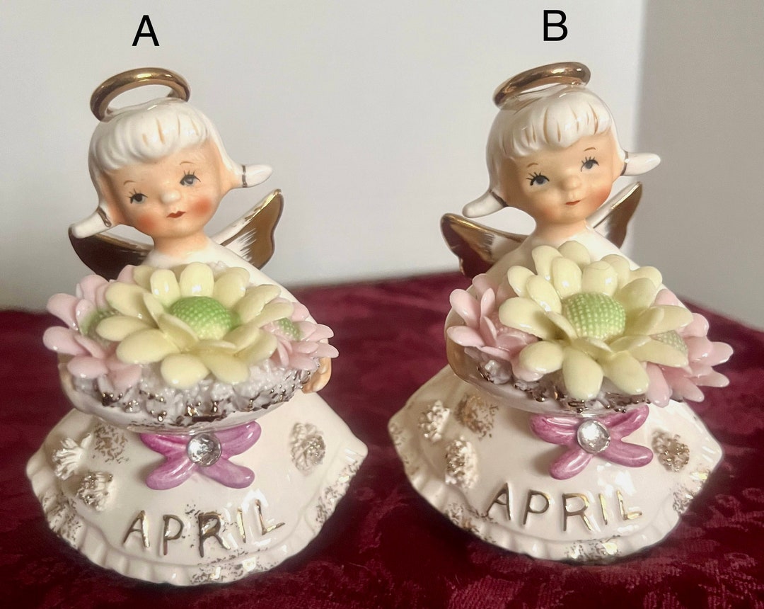 Vintage Lefton Birthday Angels April - Etsy