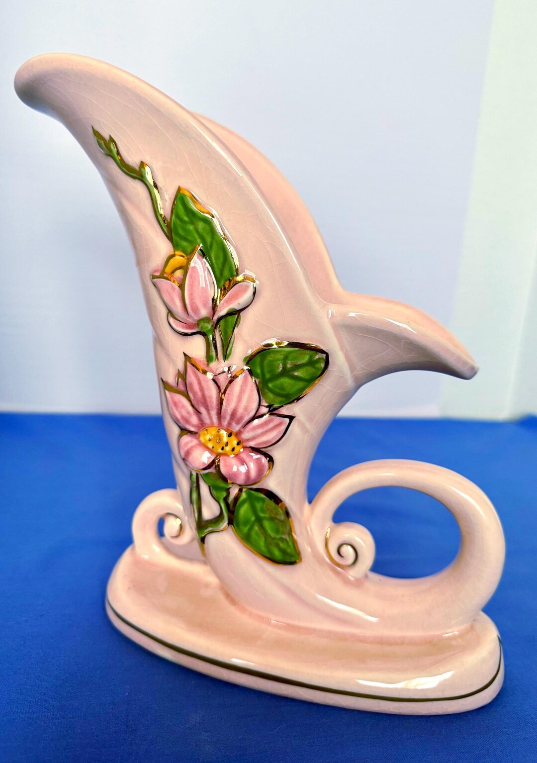 Vintage Hull Art Pottery Cornucopia Vase-floral Incolay-9” - Etsy