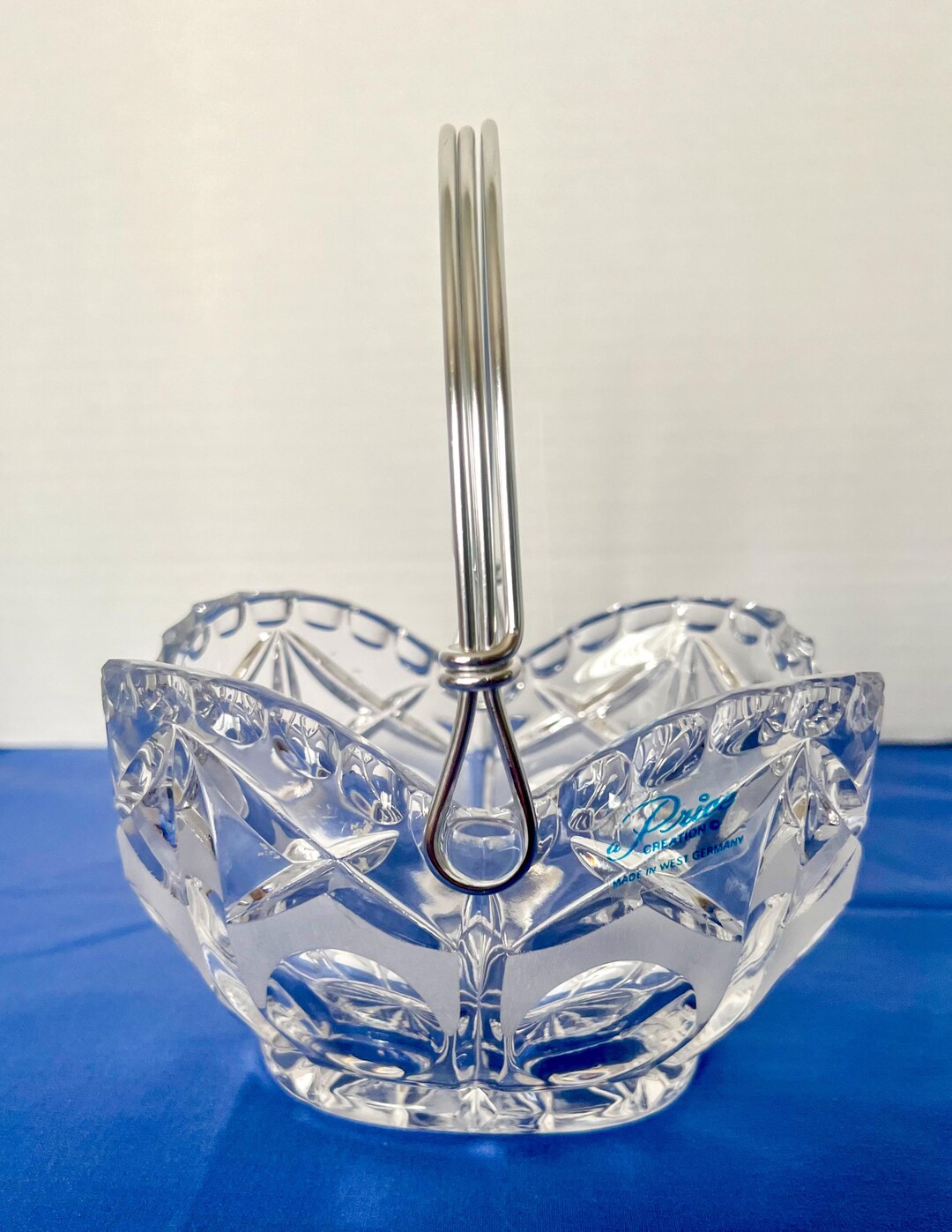 Vintage Crystal Basket With Wire Handle by Price Creations West Germany ...
