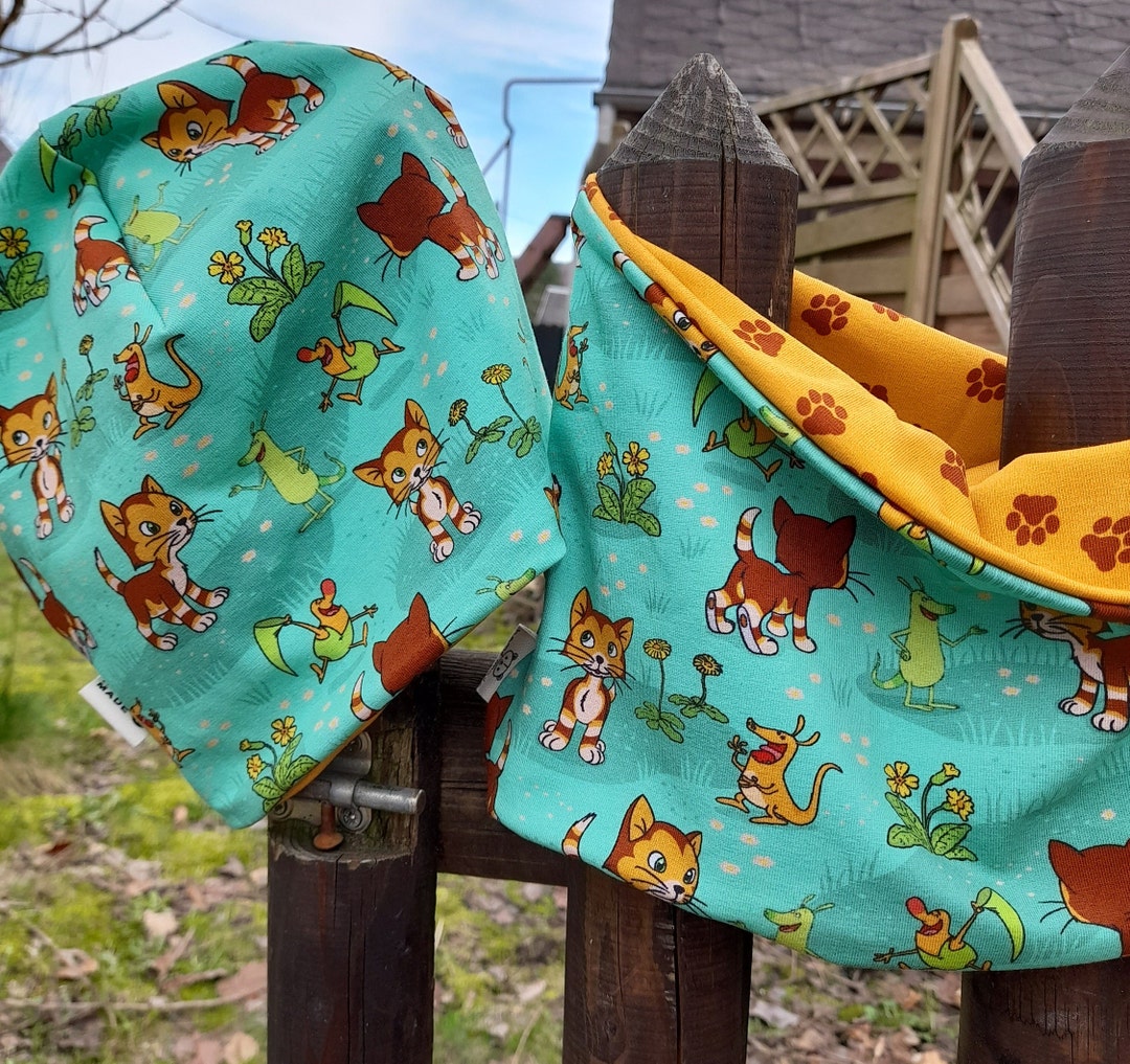 Beanie Hat or Loop Scarf findus Small in Mint Green / Dark Yellow - Etsy