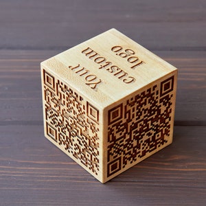 QR Code Cube, Wooden QR Code Block, Custom Logo Cube, Scan QR Menu for Restaurant, Multi Qr Code ...
