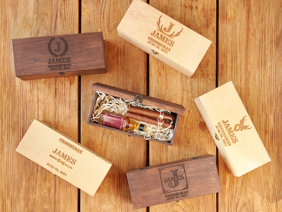 Groomsmen Gifts Box, Empty Personalized Groomsmen Gift Box, Wooden Gift ...