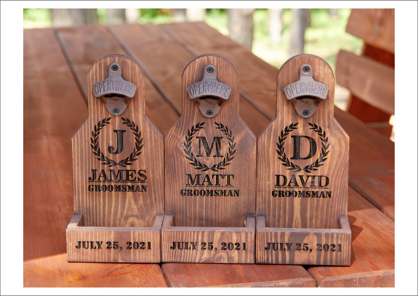 Personalized Beer Bottle Opener With Cap Catcher, Groomsmen Gift Set ...