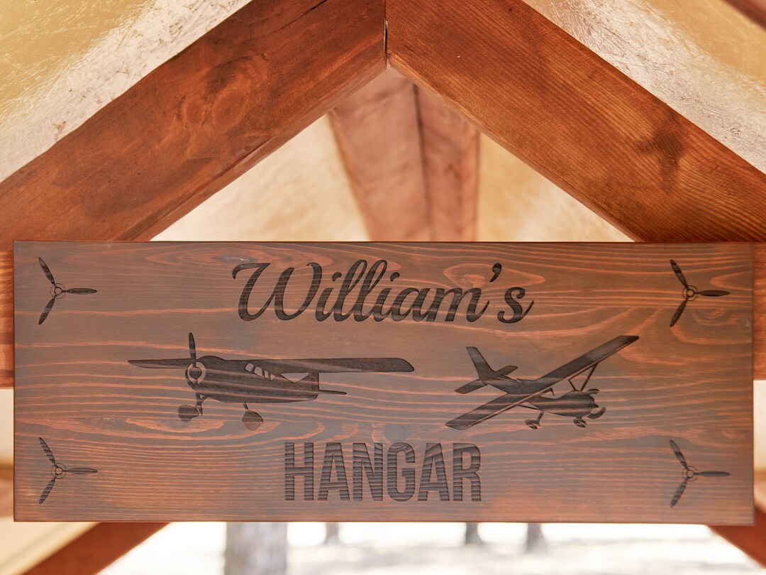 Custom Wood Sign, Personalized Hangar Sign, Pilot Wooden Name Sign ...