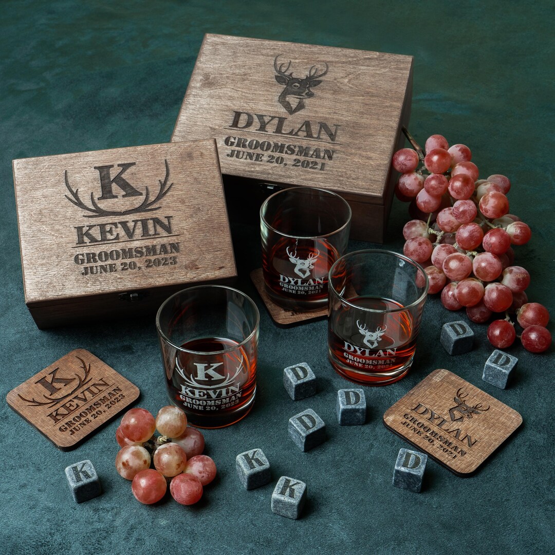 Engraved Whiskey Glasses in Personalized Wooden Boxes, Custom Whiskey ...