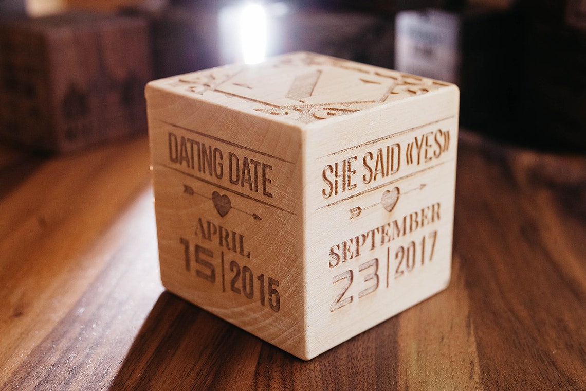 Custom Engraved Wooden Block Anniversary Mementos Family - Etsy