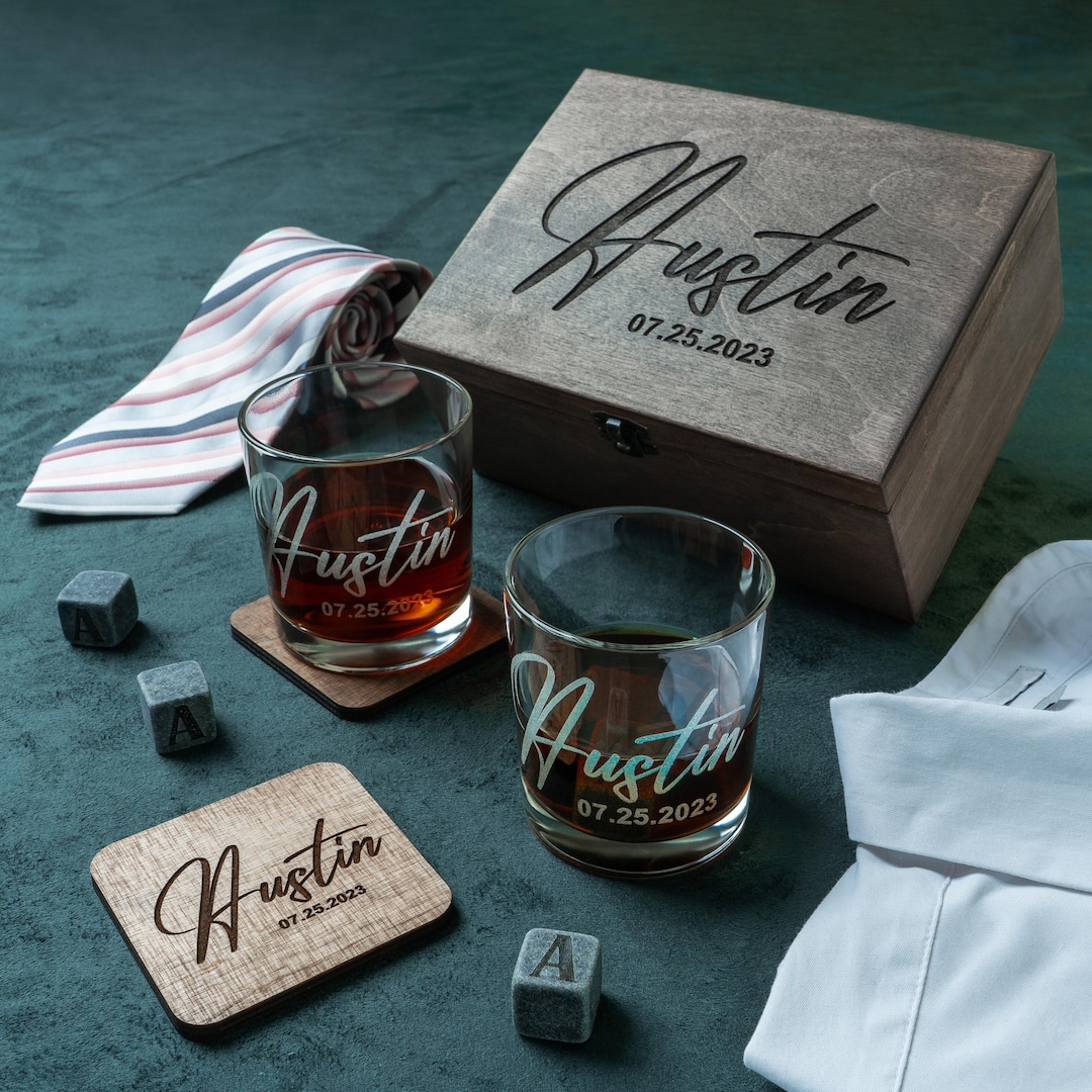 Engraved Whiskey Glasses, Custom Whiskey Glasses in Wooden Box ...