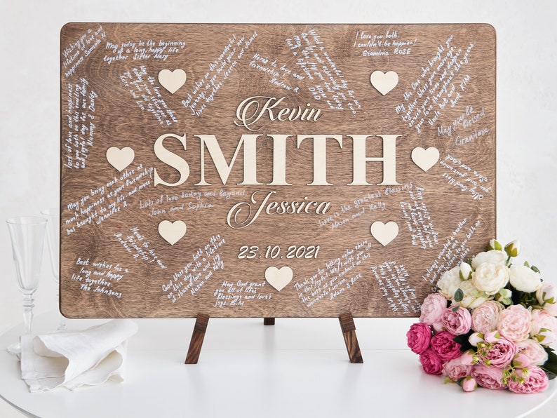 3D Wedding Guest Book Alternative, Wooden Guest Book, Mr and Mrs ...