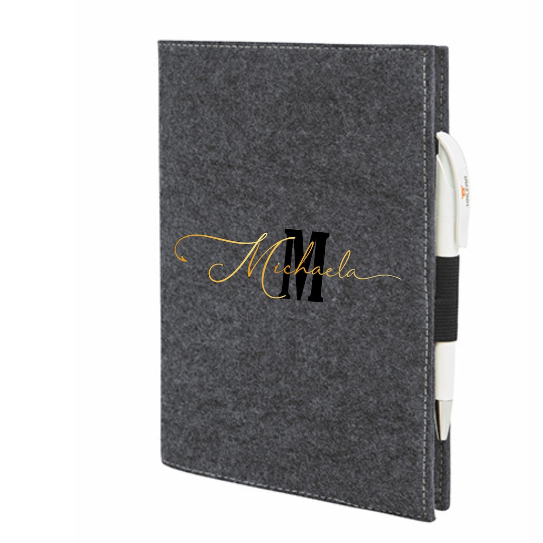 Notizbuchhülle personalisiert, Umschlag Notizbuch, Geschenk mit Name ...