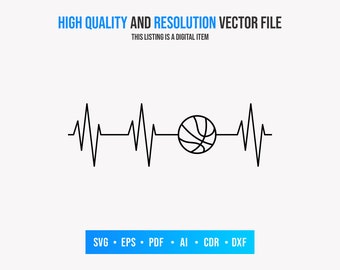 Basketball Heartbeat Svg - Etsy