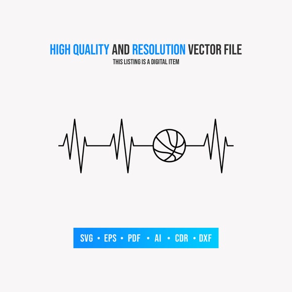 Basketball Heartbeat Svg - Etsy
