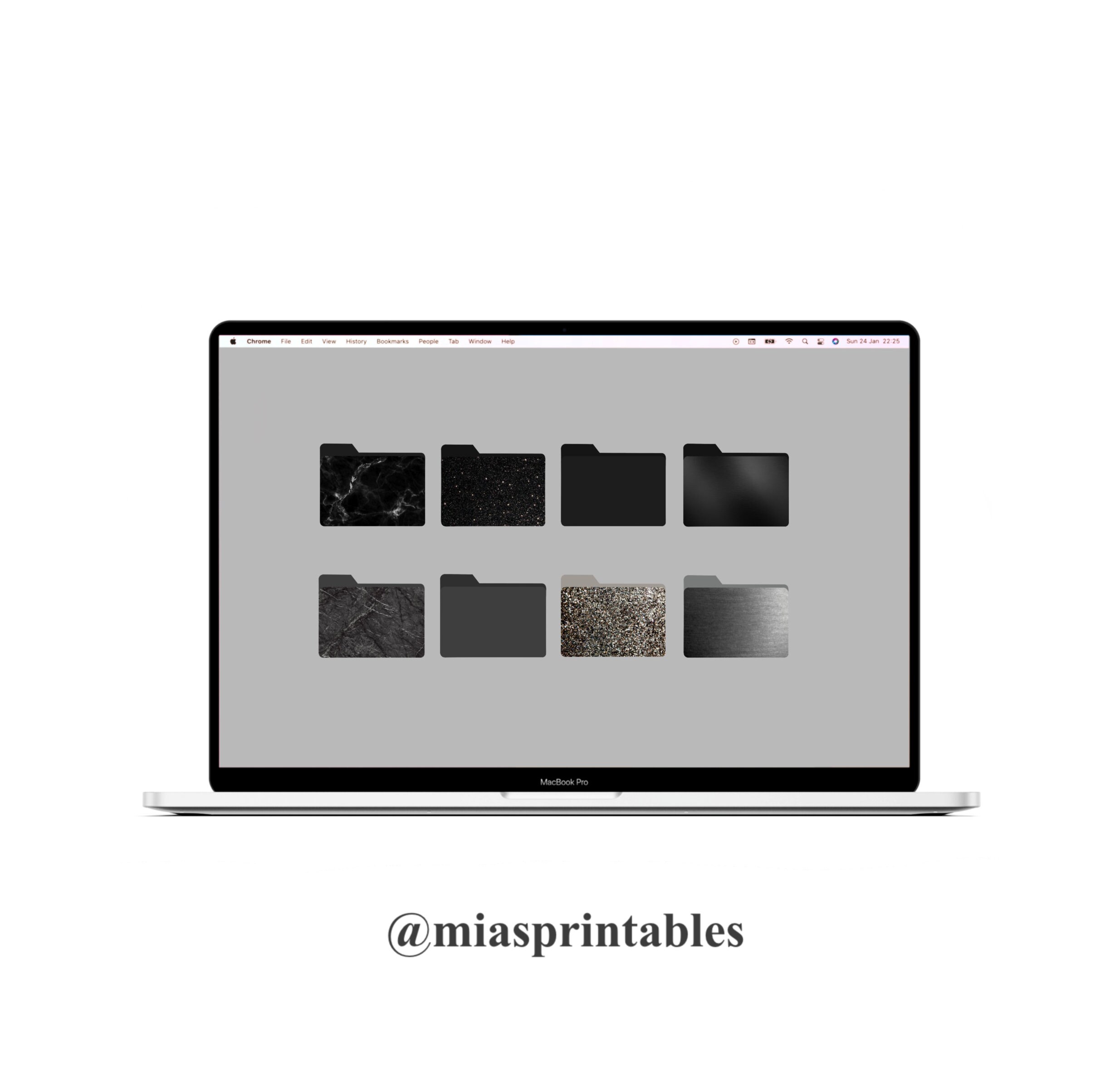 MacBook Folder IconsPinkGreyMETALIC black Desktop Icons | Etsy