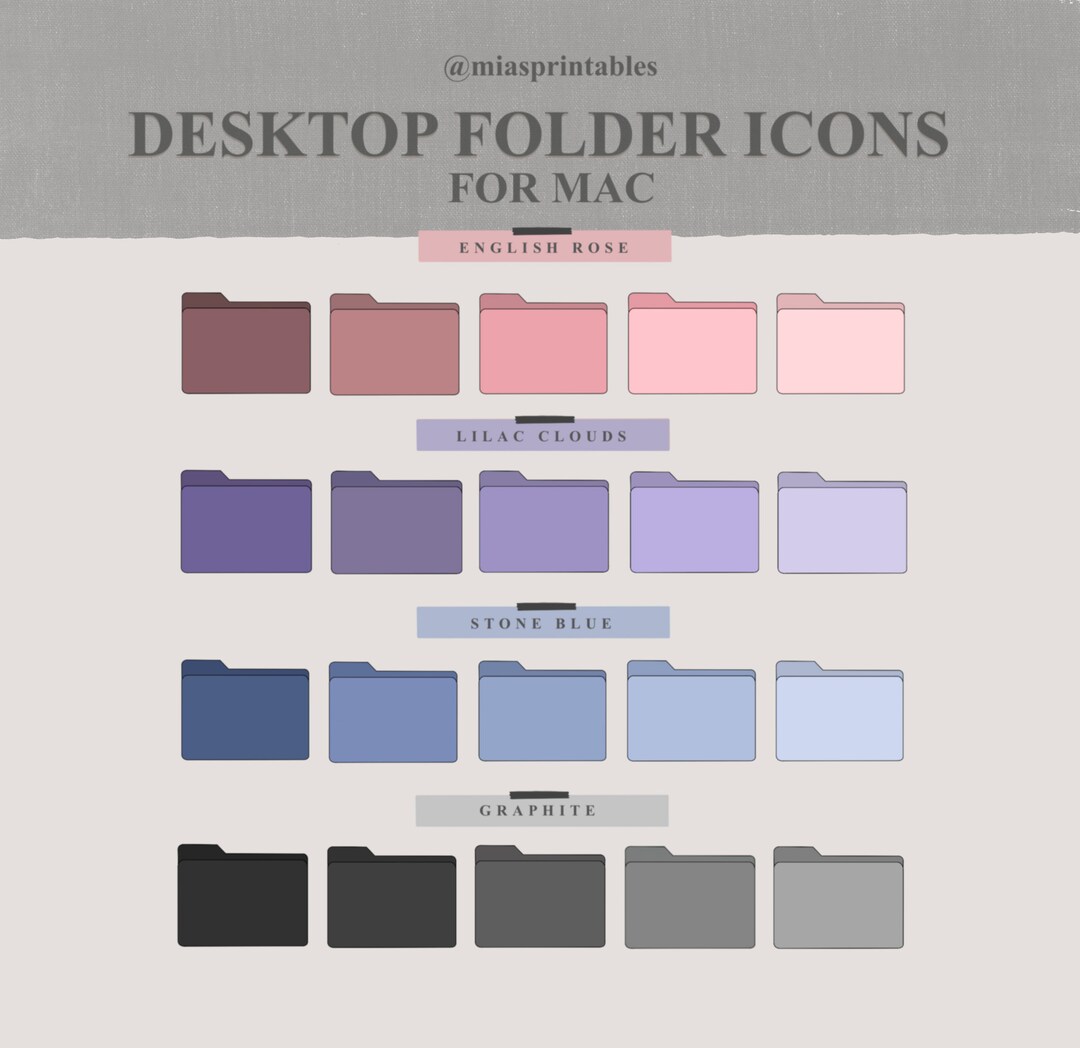 MacBook Folder Icons,lilac,pink,grey,blue,desktop Icons, INSTANT ...