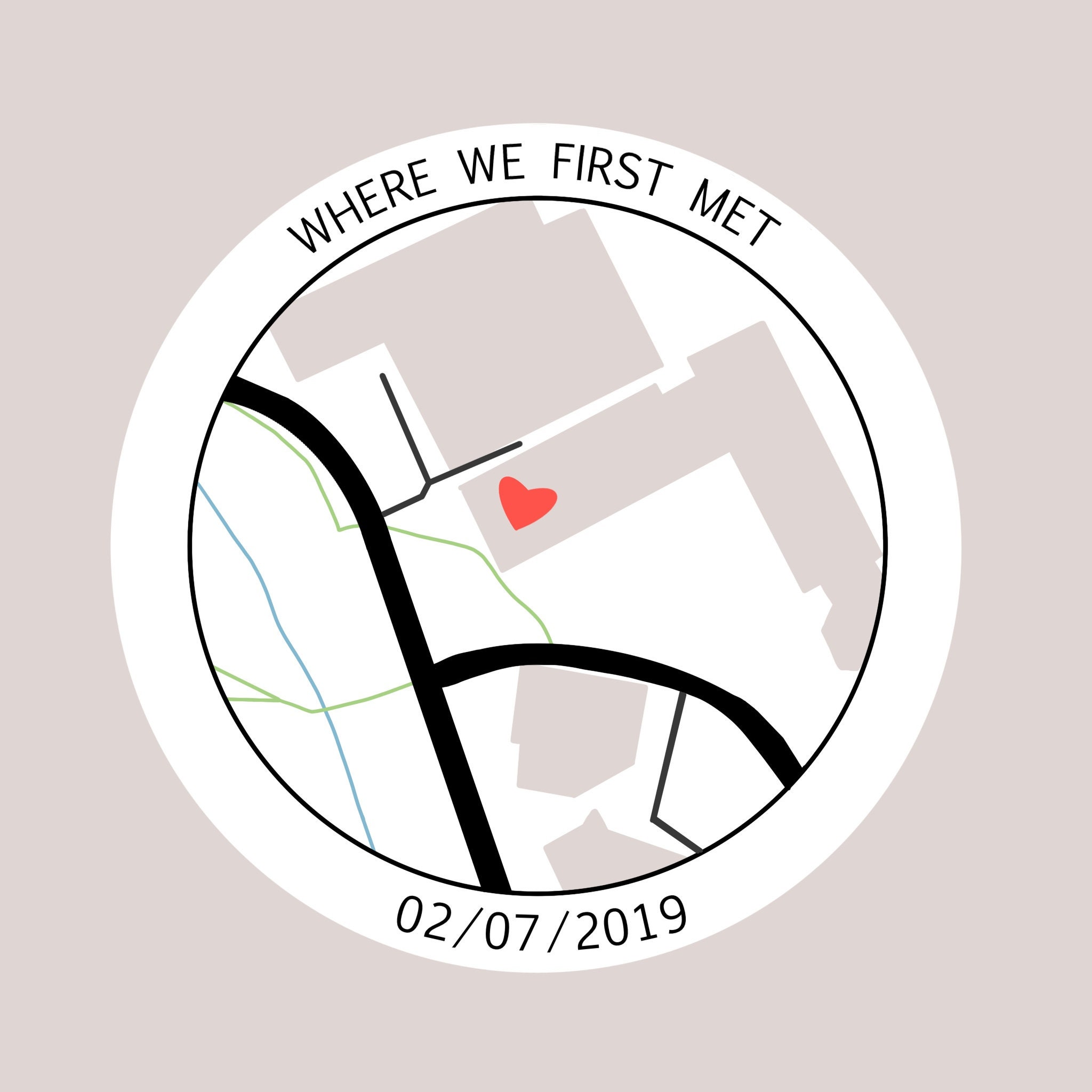 Where We First Met Map DIGITAL Custom Digital Map Personalized Map ...