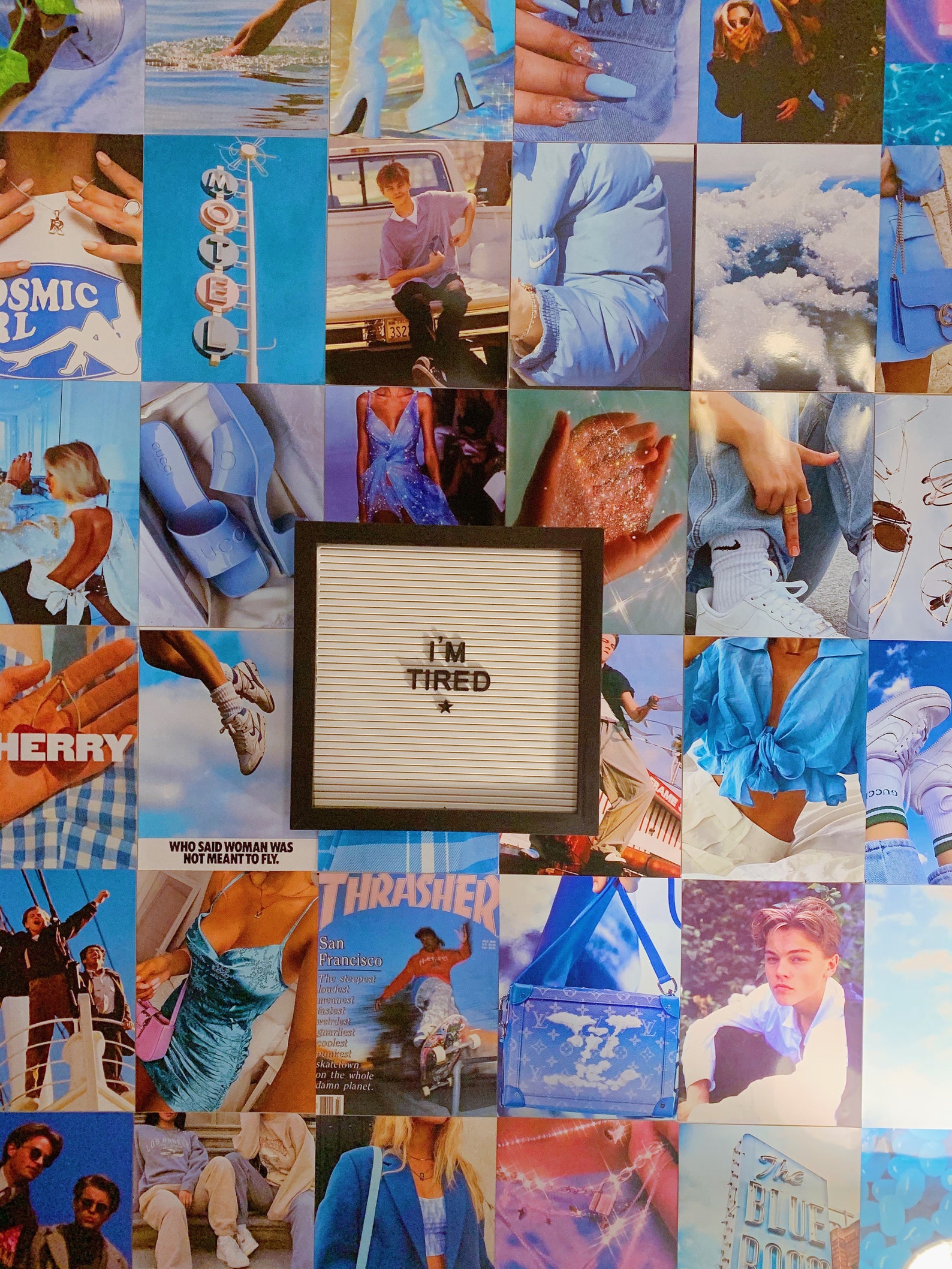 Blue Aesthetic Photo Wall Collage - Set of (144) - Digital Download ...