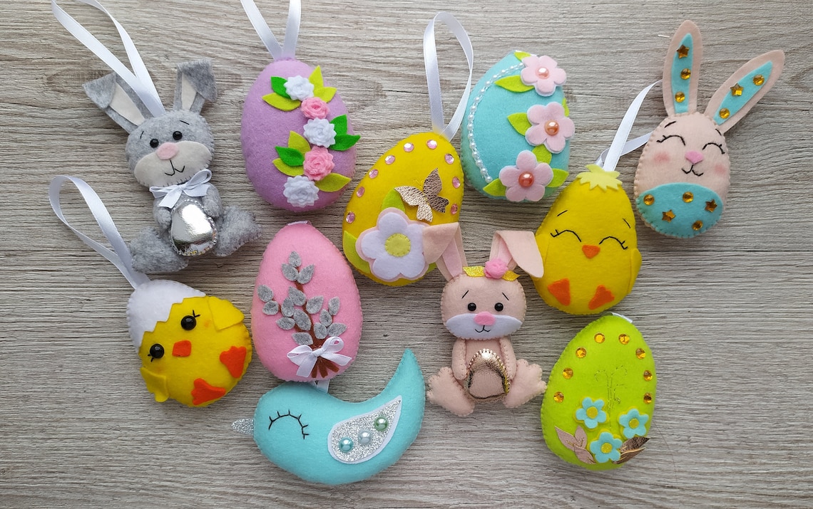 Felt Easter decoration Set of 6 Felt Easter ornaments Felt | Etsy