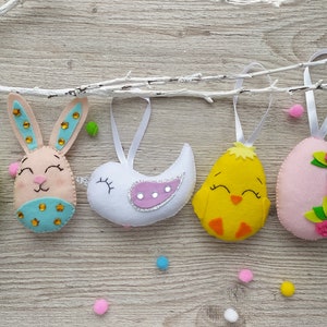 Felt Easter Decoration, Set of 6 Felt Easter Ornaments, Felt Easter ...