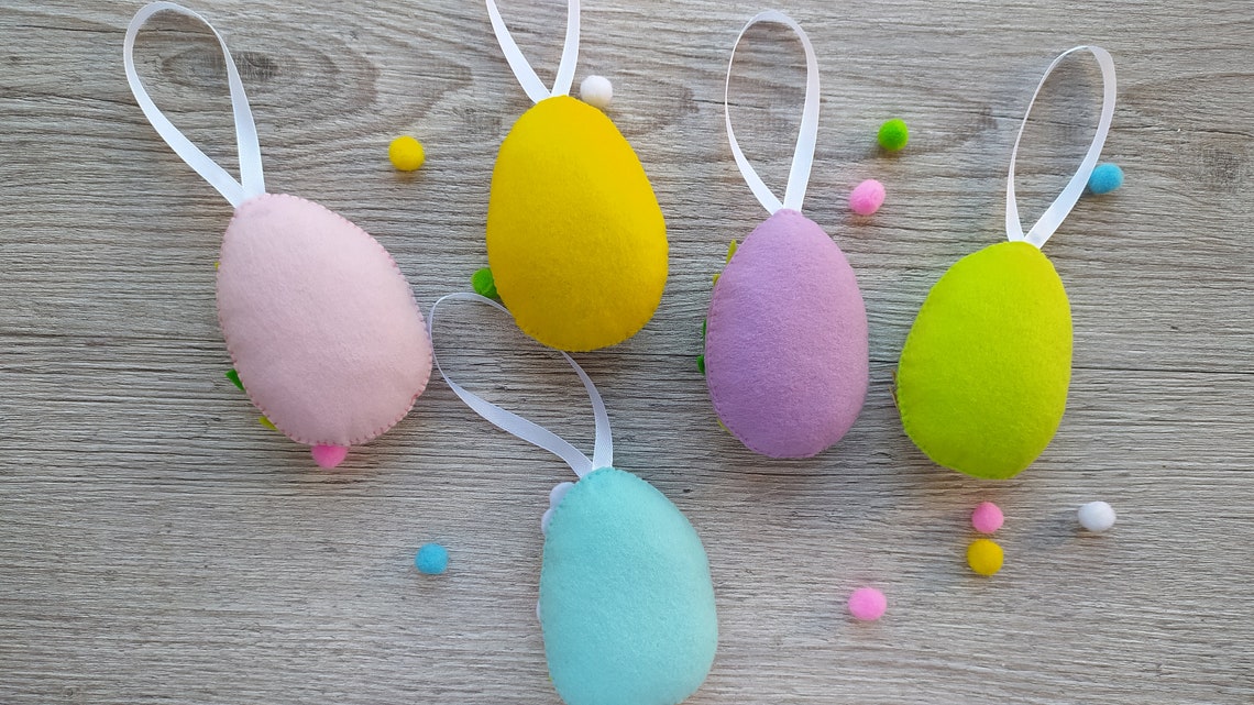 Felt Easter Decoration Set Felt Easter Egg Ornaments Felt | Etsy