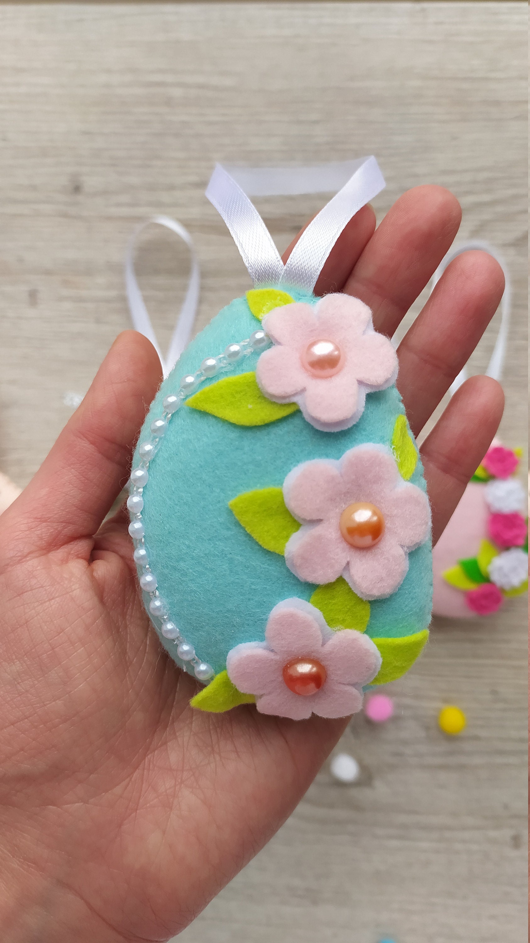 Felt Easter Decoration, Set of 6 Felt Easter Ornaments, Felt Easter ...
