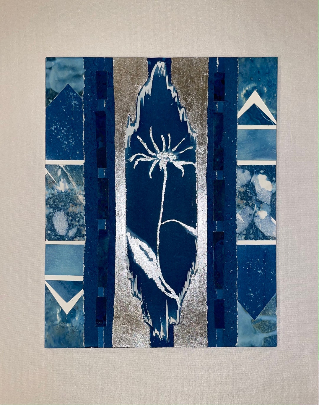 Cyanotype Collage Cyanotype Sunprints Silver Leaf Art - Etsy