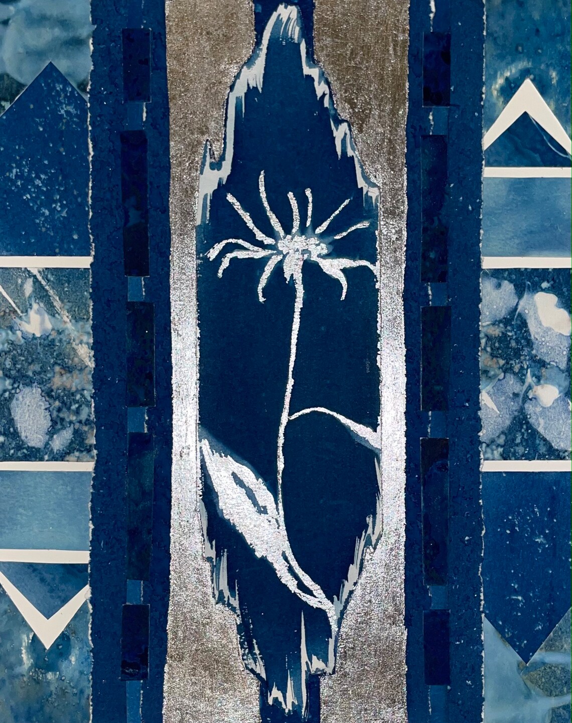 Cyanotype Collage | Cyanotype Sunprints | Silver Leaf Art | Unique ...