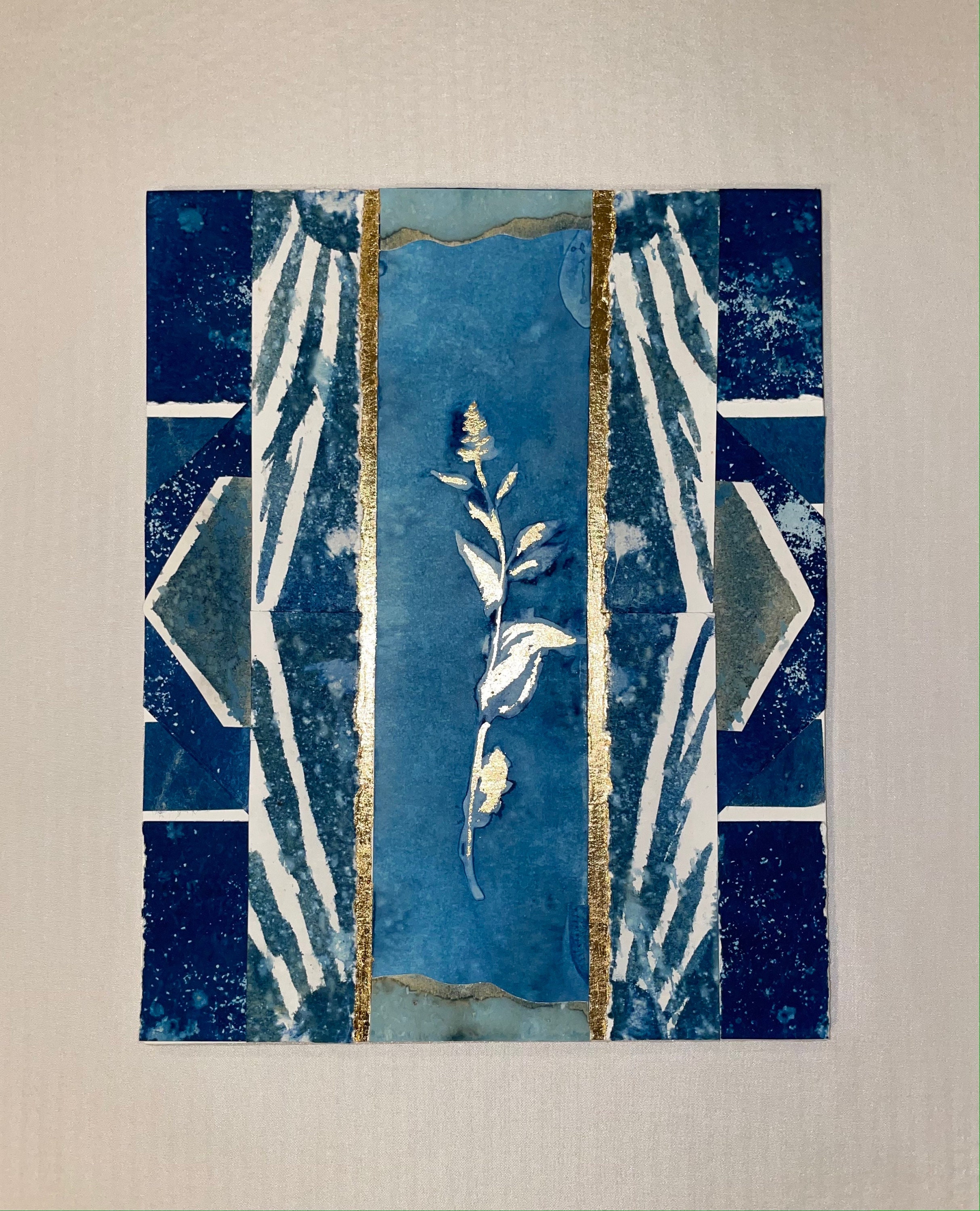 Cyanotype Collage Cyanotype Sunprints Gold Leaf Art Mixed Media Art ...