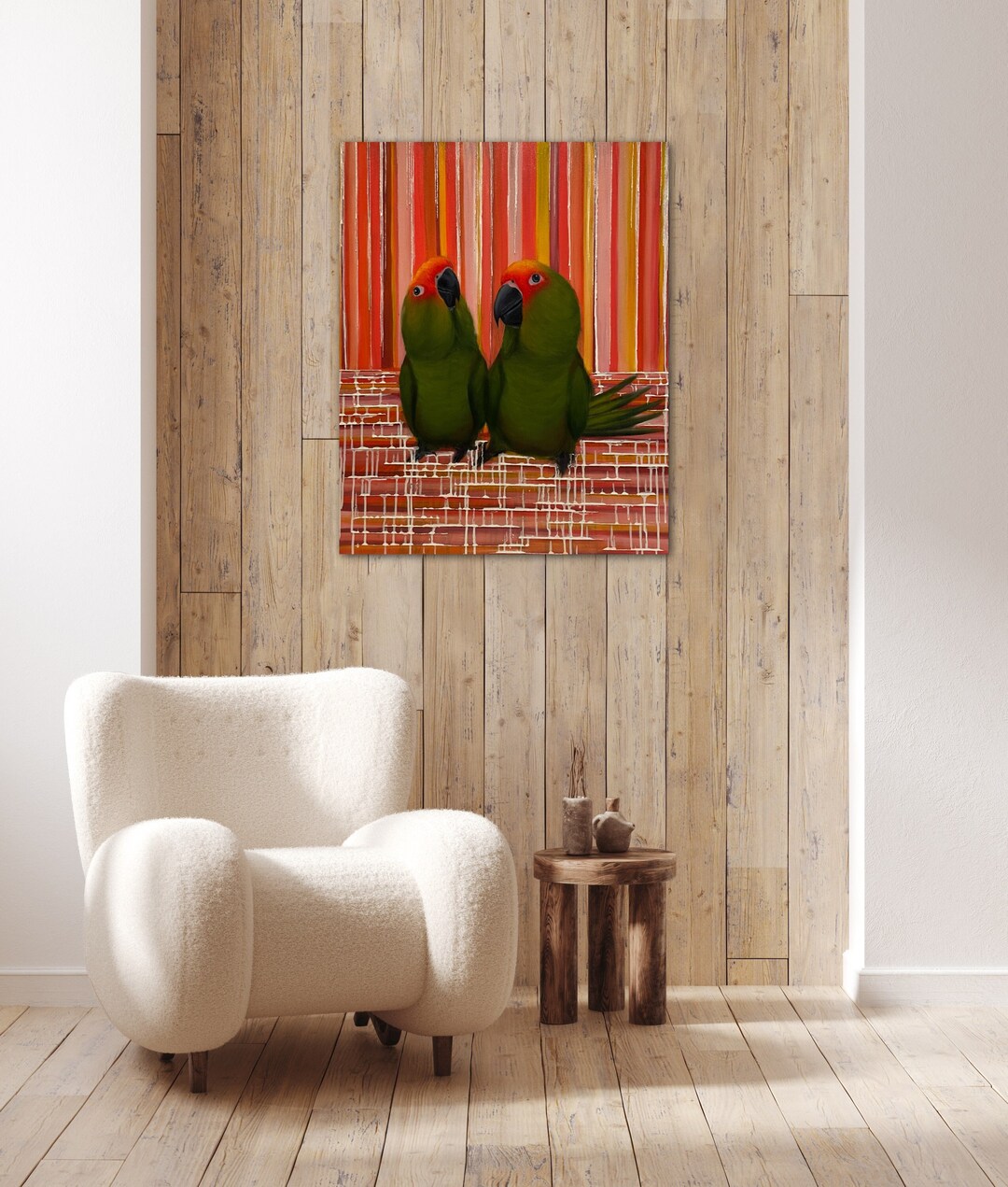 Pair of Conures Oil Painting | Colorful Bird Art | Parrot Painting ...