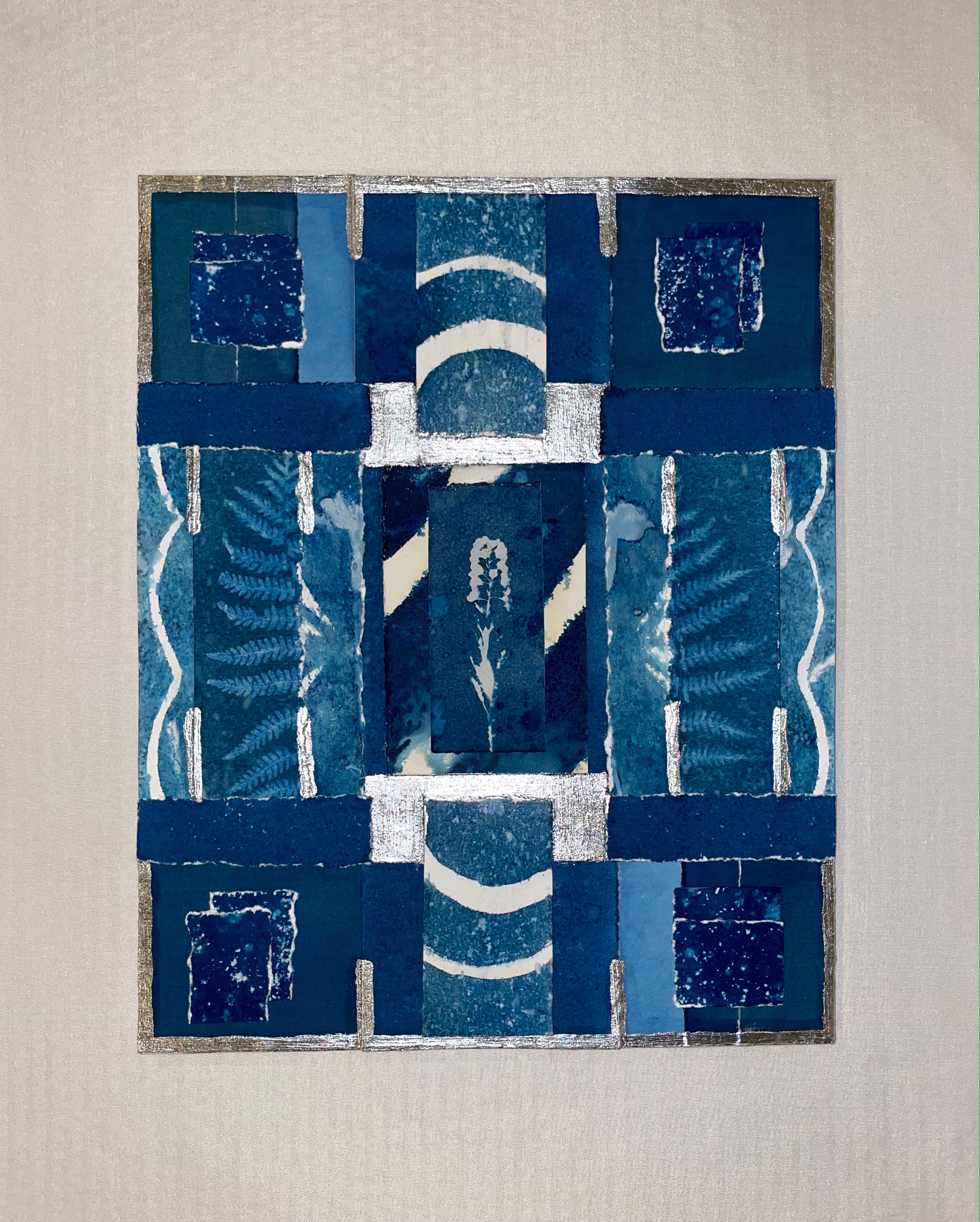 Cyanotype Collage Cyanotype Sunprints Silver Leaf Art Etsy